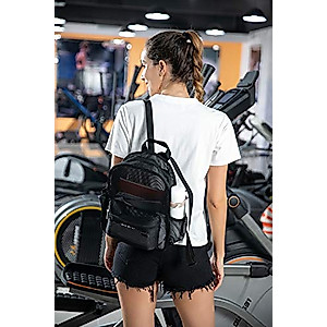 MAY TREE Small Mesh Backpack for School See Through Daypack for Beach Beach, Swimming, Outdoor, Fitness, Travel, Sports, Black