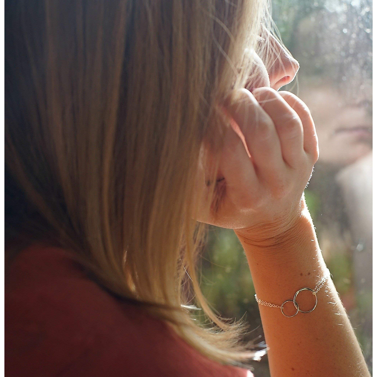 EFYTAL Gifts for Mom from Daughter, 925 Sterling Silver Two Ring Bracelet for Women, 2 Circles Birthday Gift for Daughter, Mothers Day Gift