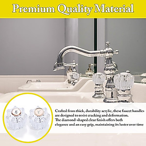 Faucet Handles, Bathtub Faucet Knobs, Complete Faucet Rebuild Trim Kit Compatible with Delta/Delex faucets, Hot and Cold Faucet Replacement Handles in Clear Acrylic, 1 Kit