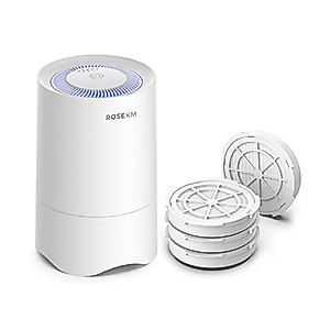 Rosekm Small Air Purifier with 1-Year Pack Replacement Filter, Personal Desk Mini Air Purifier, Room Hepa Air Purifier Fresheners Cleaner for Pets, Smoke, Desktop, Office (White)