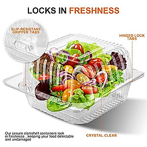MINGXIAN 80 Pcs Clear Plastic Take out Containers,Disposable Clamshell Dessert Container with Lid, for Salads, Pasta, Sandwiches (5x4.7x2.8 in)