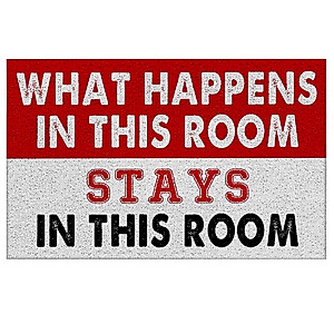 Supwhd Man Cave Decor for Men - What Happens in This Room Stays in This Room Door Mat for Guys Mens Room Bedroom College Dorm Decor, Front Door Mats Outdoor Entrance, Man Cave Accessories, 17x30 Inch