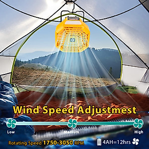 Cordless Fan for Dewalt 20v Max Battery,Portable Jobsite Fan with 3 Energy Efficient Speed Settings and 300LM Led Work Light，Battery Operated Fan for Bedroom Home Camping Tent Office (Tool Only)