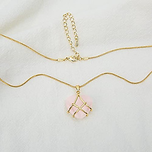 IDesign Best Friend Necklace for Women Girls Diamond Castle Rose Quartz Heart Necklace For Women Girls (2 pcs Rose Quartz necklace)
