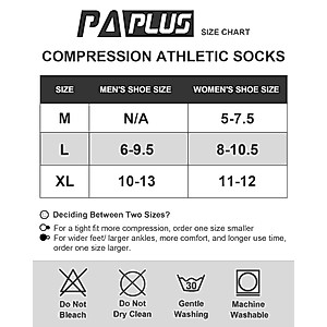 PAPLUS Compression Running Sock for Men and Women 3 Pairs, Cushioned Athletic Crew Socks with Arch Support