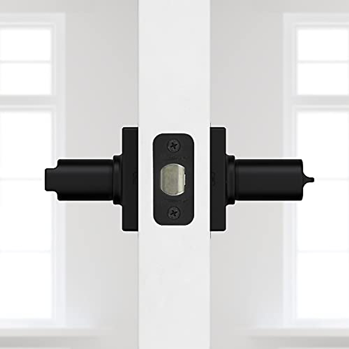Kwikset Casey Interior Privacy Door Handle with Lock, Door Lever For Bathroom and Bedroom, Matte Black Reversible Keyless Turn Lock, with Microban Protection