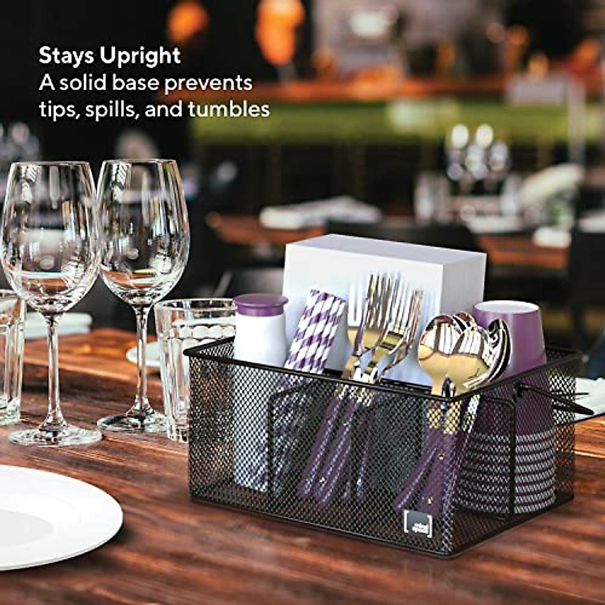 Mindspace Utensil Holder, Kitchen Condiment Organizer and Flatware Utensil Caddy | The Mesh Collection, Black