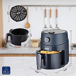 JKM Air Fryer 4.7 Quart, mechanical Air Fryer Oven, Adjustable Timer & Temp, No Oily Smoke Frying Cooking, Auto Shut Off, 1500W, Navy Blue