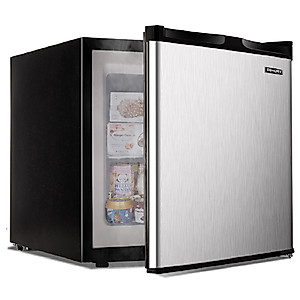 EUHOMY Mini Freezer Countertop,1.1 Cubic Feet, Single DoorCompact Upright Freezer with Reversible Stainless Steel Door & Hoover WindTunnel 2 Whole House Rewind Corded Bagless Upright Vacuum Cleaner