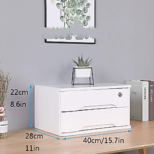 YUZDNM Wooden Desktop Storage Box with Lockable Drawers, Office Supplies A4/Receipt File Organizer, Flat File Cabinet (Color : White, Size : 2 Layer)