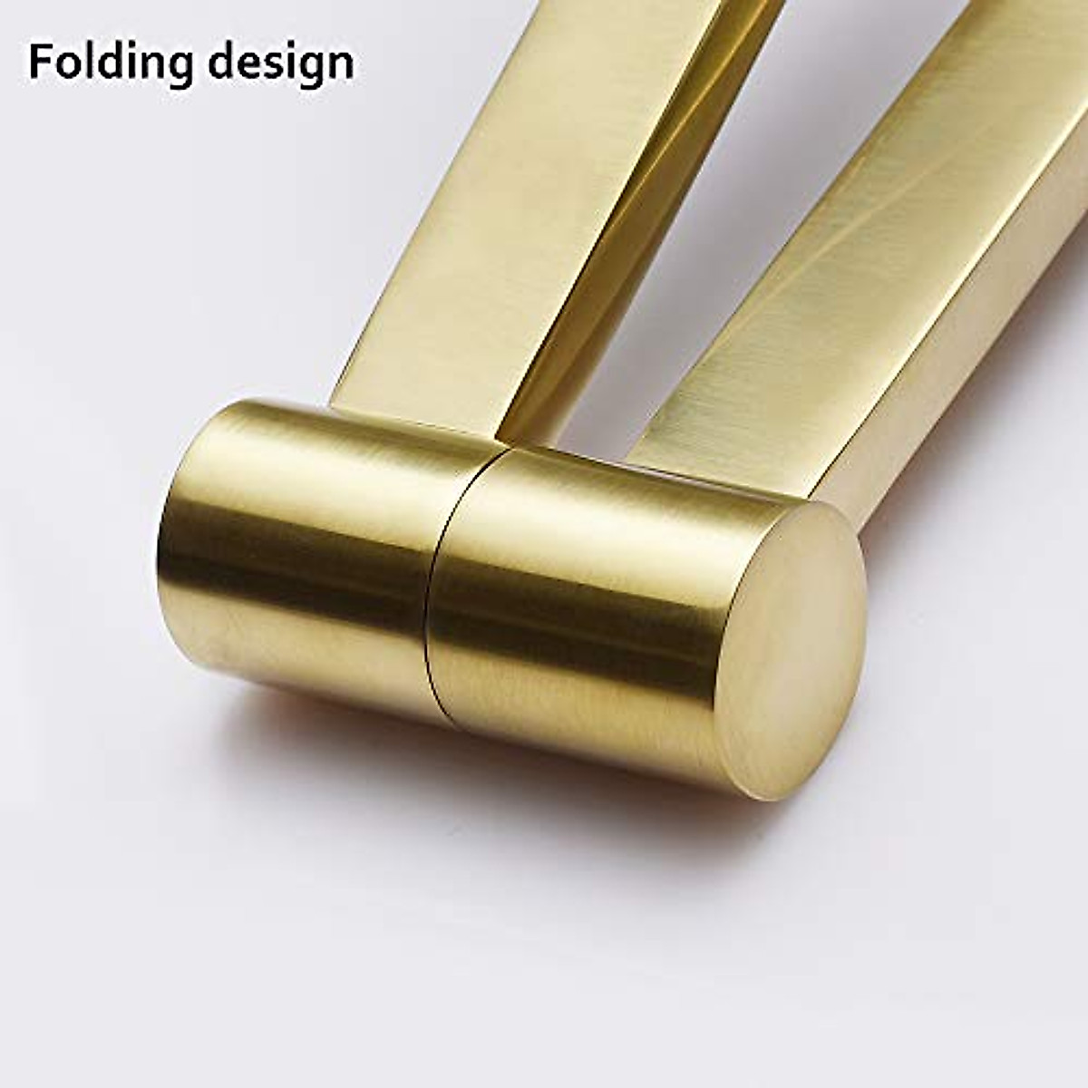 KATAIS Pot Filler Faucet Wall Mount Kitchen Sink Folding Faucet Double Joint Swing Arm Extended Spout Two Shut Off Handle Brass Brushed Gold Finish