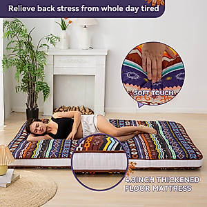 Dr.Futon Japanese Floor Futon Mattress Extra Thick Folding Roll Up Bed Topper Mat for Guest,Lounger and Tavel