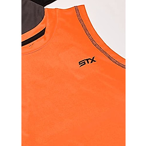 STX Little Boys Muscle Tank and T-shirt Set, Charcoal/Orange-SH55, 5/6
