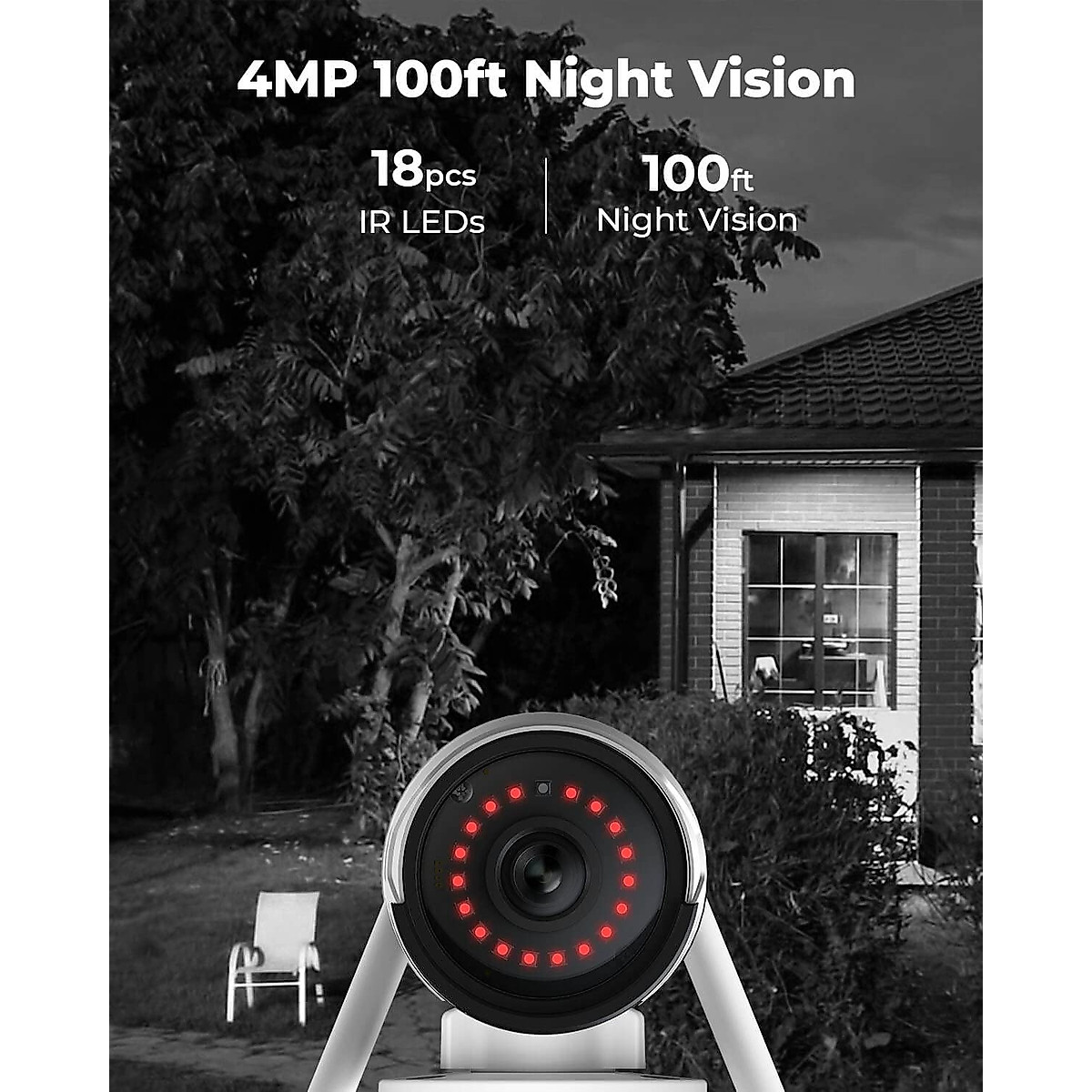 4MP WiFi OutdoorCam Bundle, White and Black, 2.4/5GHz WiFi, 100ft Night Vision, IP66 Waterproof, Smart Person/Vehicle Detection, Works with Google Assistant, RLC-410W