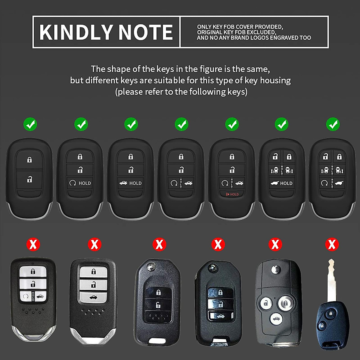 YIJINSHENG Honda Key Fob Cover with Leather Keychain, Metal Shell & Soft TPU Full Protection Key Case for Honda Accord, Civic, CR-V, HR-V, Pilot, Sport, EX, EX-L, Touring 2022-2023