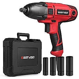Eastvolt 800W Electric Impact Wrench, Heavy Duty 7.5 Amp Corded Max Torque 450 Ft-lbs 3400 RPM, 1/2 Inch with Hog Ring Anvil