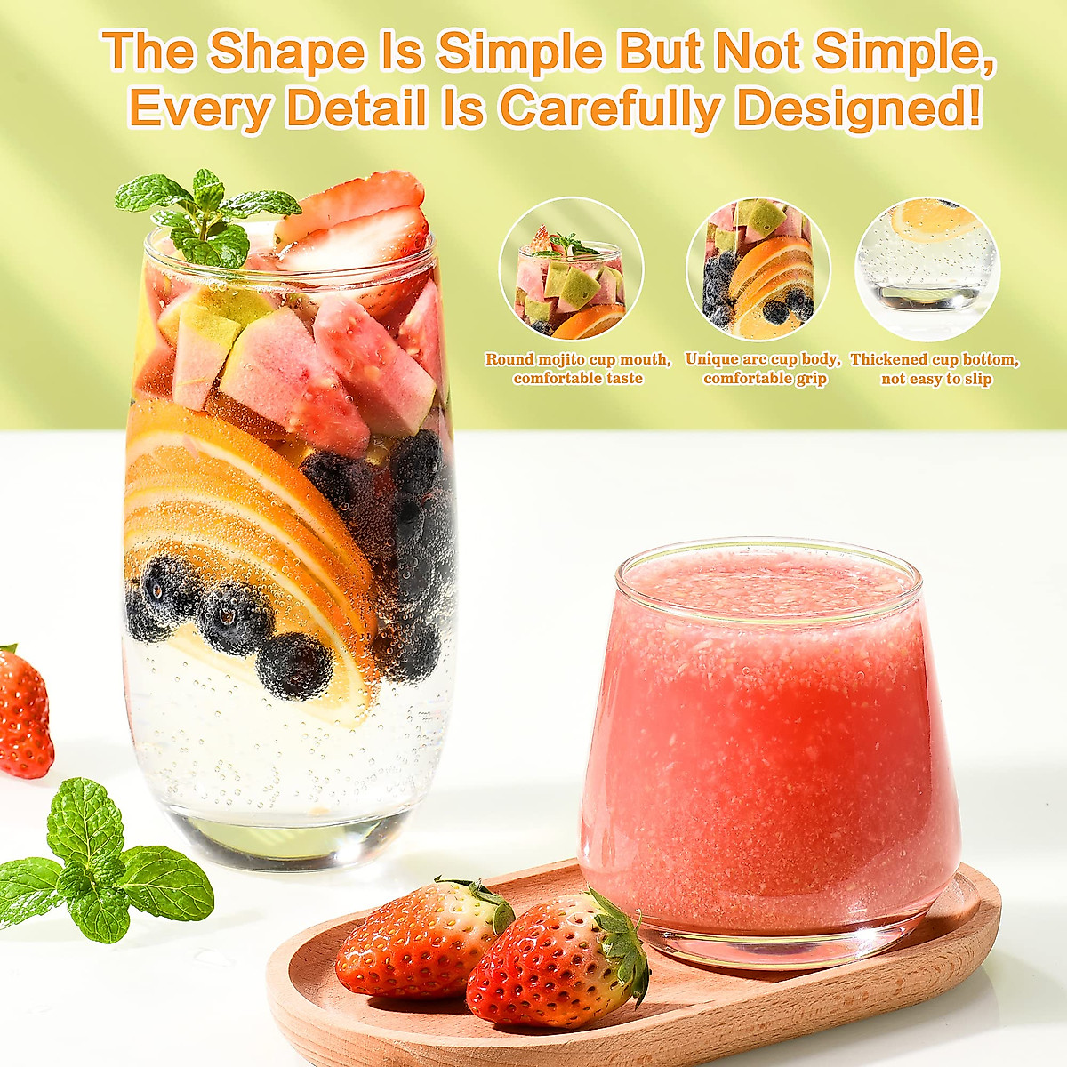 ISMASOAN Drinking Glasses Set of 12-6 Tall Glass Cups 17 oz and 6 Short Stemless Wine Glasses 10 oz,Glass Sets for Drinking,Glassware Sets,Drinkware Glasses Set,Mojito Glass, Gift Box Set