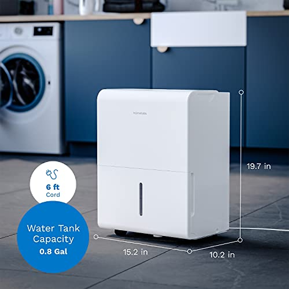 hOmeLabs 1,500 Sq. Ft Energy Star Dehumidifier for Medium to Large Rooms and Basements white