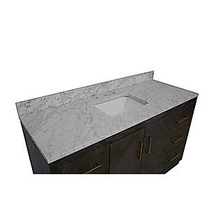 Kitchen Bath Collection Peyton 60-inch Single Bathroom Vanity (Carrara/Dark Oak): Includes Dark Oak Cabinet with Stunning Carrara Marble Countertop and White Ceramic Sink