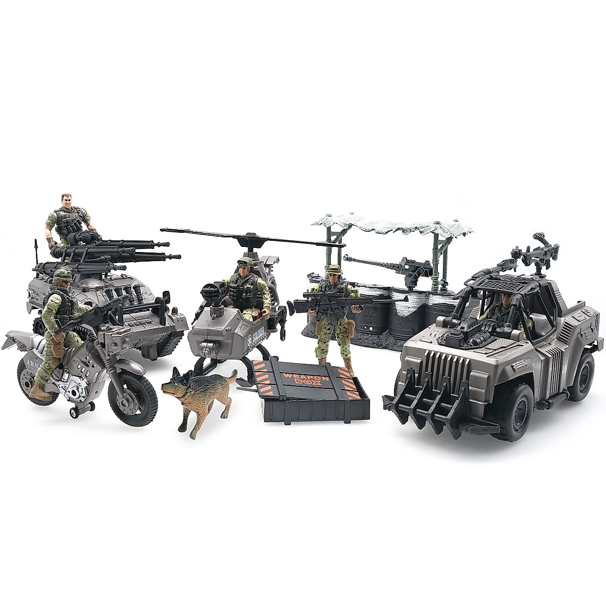 MISTBUY US Army Men Action Figures with Military Vehicles Toys Playset, Toy Soldiers with Military Trucks, Helicopter, War Tent for Kids Boys Girls, Best Age 6 7 8 9 10