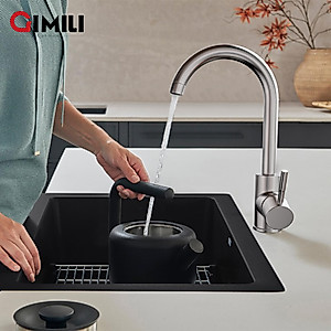 GIMILI Bar Sink Faucet, Brushed Nickel Bar Faucet Single Hole, Modern Prep Wet Small Faucet for Kitchen Farmhouse RV Camper Outdoor Utility Bathroom