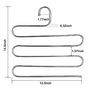 Pants Hangers S-Shape Trousers Hangers Stainless Steel Clothes Hangers Space Saving Closet Organizer for Pants Jeans Scarf (4-Pieces)