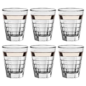 Barski - European Glass - Double Old Fashioned Tumbler Glasses - with Platinum Band - Set of 6-11.5 oz. - Made in Europe