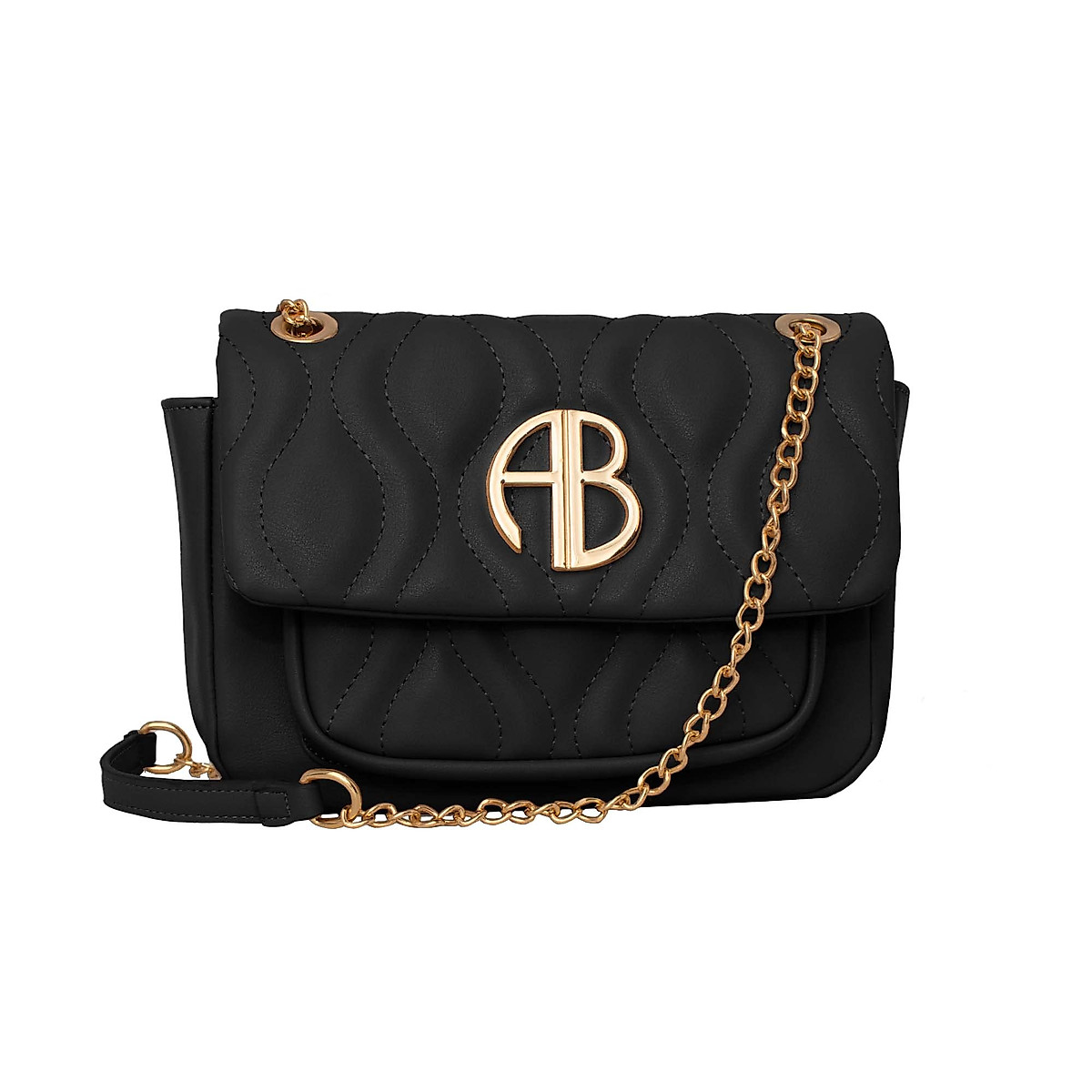 Alexis Bendel Women’s Vegan Leather Quilted Shoulder Handbag Crossbody W/Chain Strap