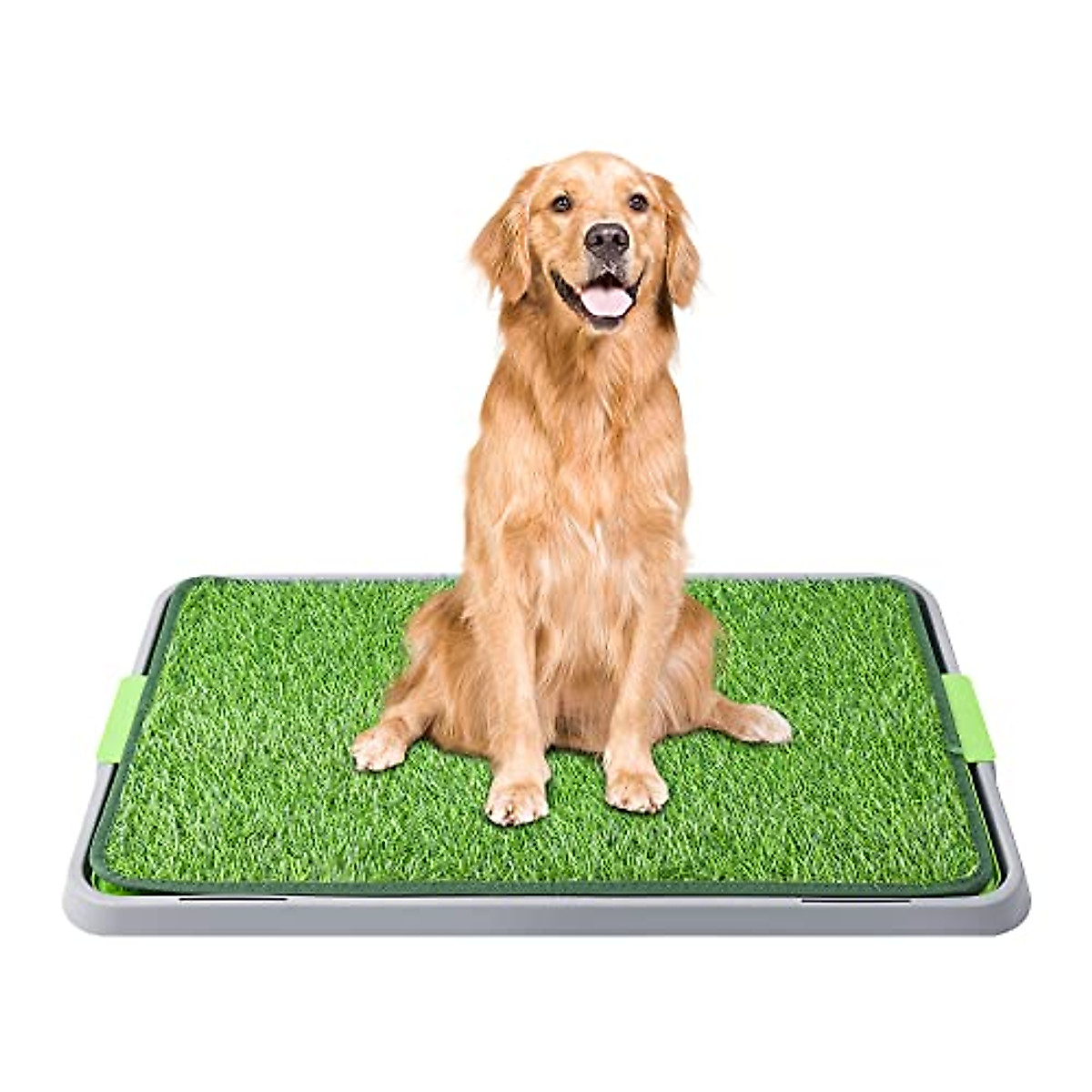 Indoor Dog Potty Grass Pad, 17"×27" Puppy Potty Training Artificial Grass Mats, Dog Grass Pee Pad with Tray, 3 Layered Dog Potty Trainer Easy to Clean (Dog Potty Grass Pad)