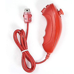 LUXMO PREMIUM Wii Nunchuck Controllers,2 Packs Nunchuck Controllers for Wii U Replacement for WII U Video Game - Red