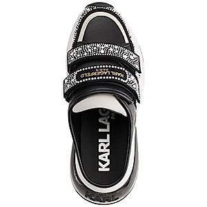 Karl Lagerfeld Paris Women's Devora Slip On Trendy Sneaker Mule, Black/White, 8.5