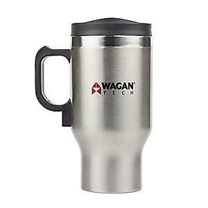 Wagan EL6100 12V Stainless Steel 16 oz Heated Travel Mug with Anti-Spill Lid, 1 Pack