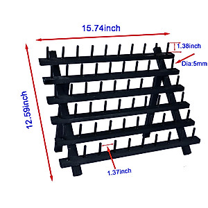 NW Colorful 60-Spools Wooden Thread Holder Sewing and Embroidery Thread Rack and Organizer Thread Rack for Sewing with Hanging Hooks (Black)
