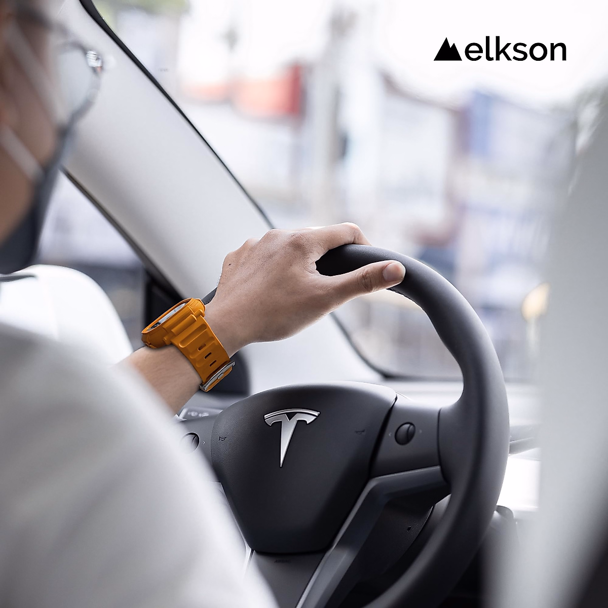 elkson Made for Apple Watch Ultra 2 1 Band case 49mm Screen Protector Tempered Glass, Quattro Pro Series Rugged for iWatch Bumper Strap Military Grade Durable Protective Cover Shock Proof Brown Tan