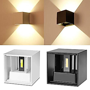 Wrasse 2pcs led Outdoor Wall Mounted Light 12W Wall Sconce 3000k Black Exterior Light Fixture 110v up Down Modern Cube Lighting for Outdoor Patio Decor House Light Villas Hotel (Matte Black 3000k)