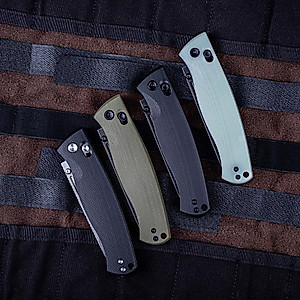 Real Steel Pathfinder FFG - 3.74" Alleima 14C28N Blackwash Blade,G10 Handle Knife - Perfect for Camping, Hiking, EDC Cutting Tasks,Unique Gifts for Men Women Dad Husband Boyfriend - Green G10 Handle