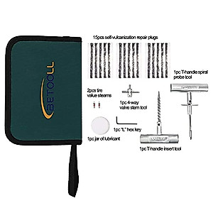 BETOOLL Tire Repair Kit 24 Pcs for Car, Motorcycle, ATV, Jeep, Truck, Tractor Flat Tire Puncture Repair