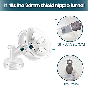 Begical Flange Cushions 19mm Compatible with Spectra/Medela/BabyBuddha 24mm and Ameda 25mm Shields/Flanges Replace Flange Inserts Spectra Breastpump Parts Reduce 24mm to 19mm 2pc Clear