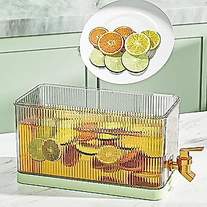 Large Capacity Summer Household Thickened,Frigerator Cold Kettle,Environmental & Reusable Cold Water Bottle With Faucet Fruit Teapot Lemonade Bucket (Green)