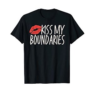 Kiss My Boundaries Funny Lips Valentine T-Shirt
