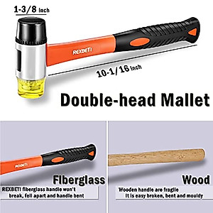 REXBETI 43-Piece Laminate Wood Flooring Installation Kit with 40 Spacers, Tapping Block, Heavy Duty Pull Bar and Diameter 1 3/8" High-Strength Fiberglass Handle Mallet, Non Slip Soft Grip