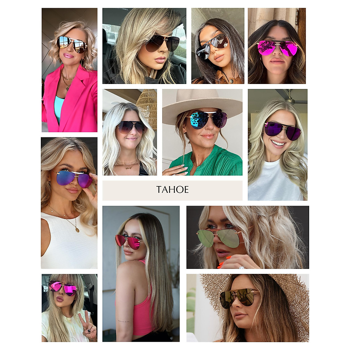 DIFF Tahoe Oversized Aviator Sunglasses for Women UV400 Protection, Gold + Purple Mirror