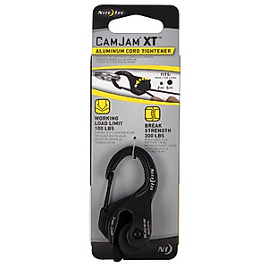 Nite Ize CamJam XT Aluminum Rope Tightener w/ Rope Heavy-Duty Rugged (2-Pack)