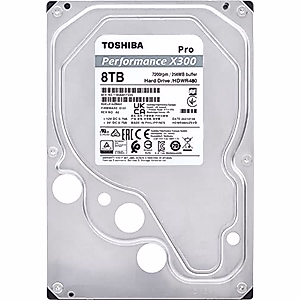Toshiba X300 PRO 8TB High Workload Performance for Creative Professionals 3.5-Inch Internal Hard Drive – Up to 300 TB/Year Workload Rate CMR SATA 6 GB/s 7200 RPM 256 MB Cache - HDWR480XZSTB