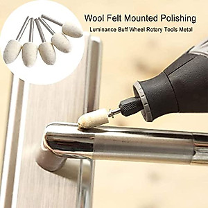 Polishing Buffing Wheels Set,Wool Felt Mounted Mandrel Grinding Bits Grinder Head Polish Watch Jewelry Rotary Tool Accessories Attachment - for Dremel 1/8 Inch Shank （38Pieces ）