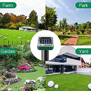 Mole Repellent Solar Powered, 10 Pack Solar Mole Repellent Ultrasonic for Vole, Snakes, Gopher, Waterproof Sonic Mole Deterrent Spikes,Snake Gopher Vole Repellent for Garden and Yard