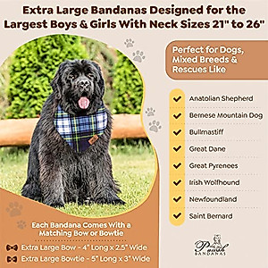 Pawsh Bandanas for Dogs – 10 Pack Handmade Reversible Pet Bandana for Dogs & Cats with Matching Bow or Bow Tie – Adjustable, Soft Dog Scarf Triangle Bibs for Small, Large & Extra Large Breeds