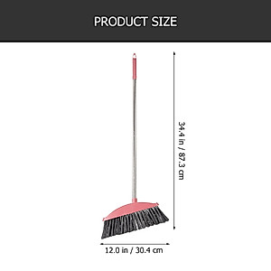 Ciieeo Heavy-Duty Broom, Stainless Steel Broom with Long Handle Floor Sweeping Brooms Wide Angle Outdoor Brooms for Shower Cleaning Patio Kitchen Grout Pink