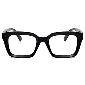 EYLRIM Classic Thick Square Frame Clear Lens Glasses for Women Men Non Prescription Eyeglasses(A1 Bright Black)