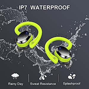 Wireless Earbud, Sport Bluetooth 5.3 Headphones with Earhooks Bluetooth Earbud in-Ear with Immersive Sound, Wireless Earphones IP7 Waterproof, Dual LED Display, 48H Playtime, Noise Cancelling, Running